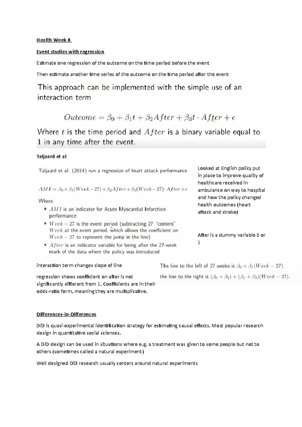 Health Economics Week 8: Event studies and DiD - Health Week 8 Event ...