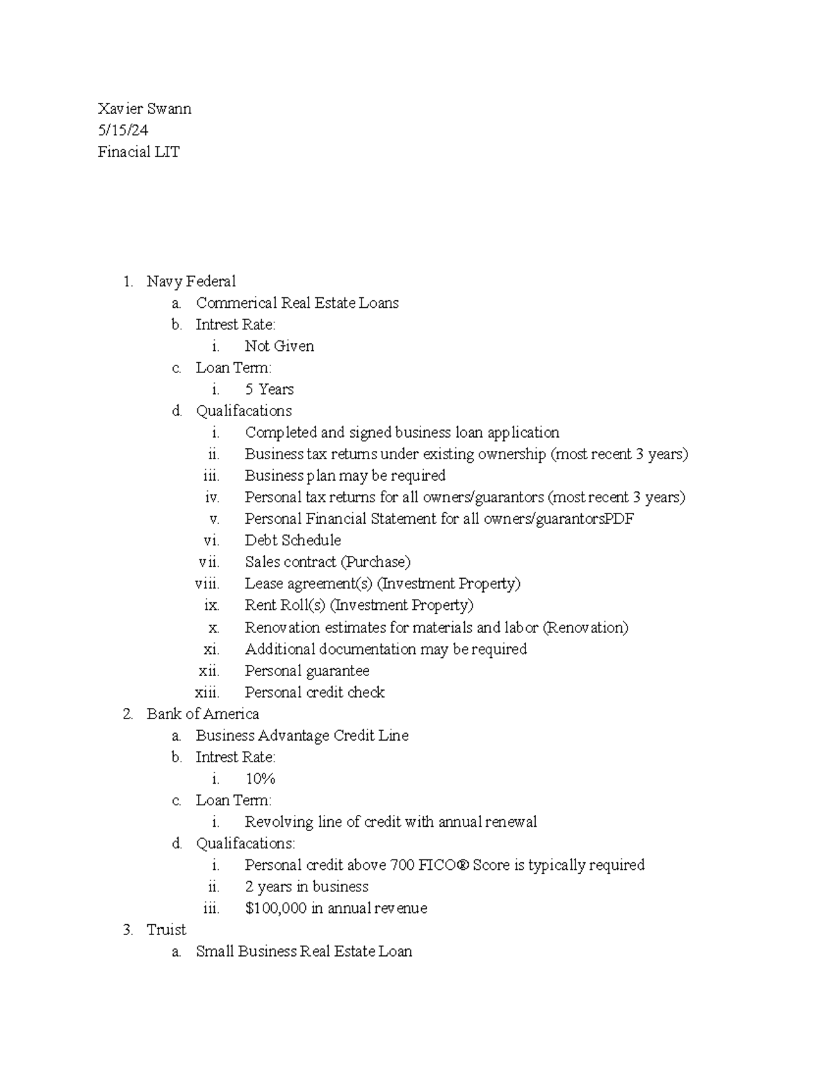 Untitled document - Real goood work - Xavier Swann 5/15/ Finacial LIT 1 ...