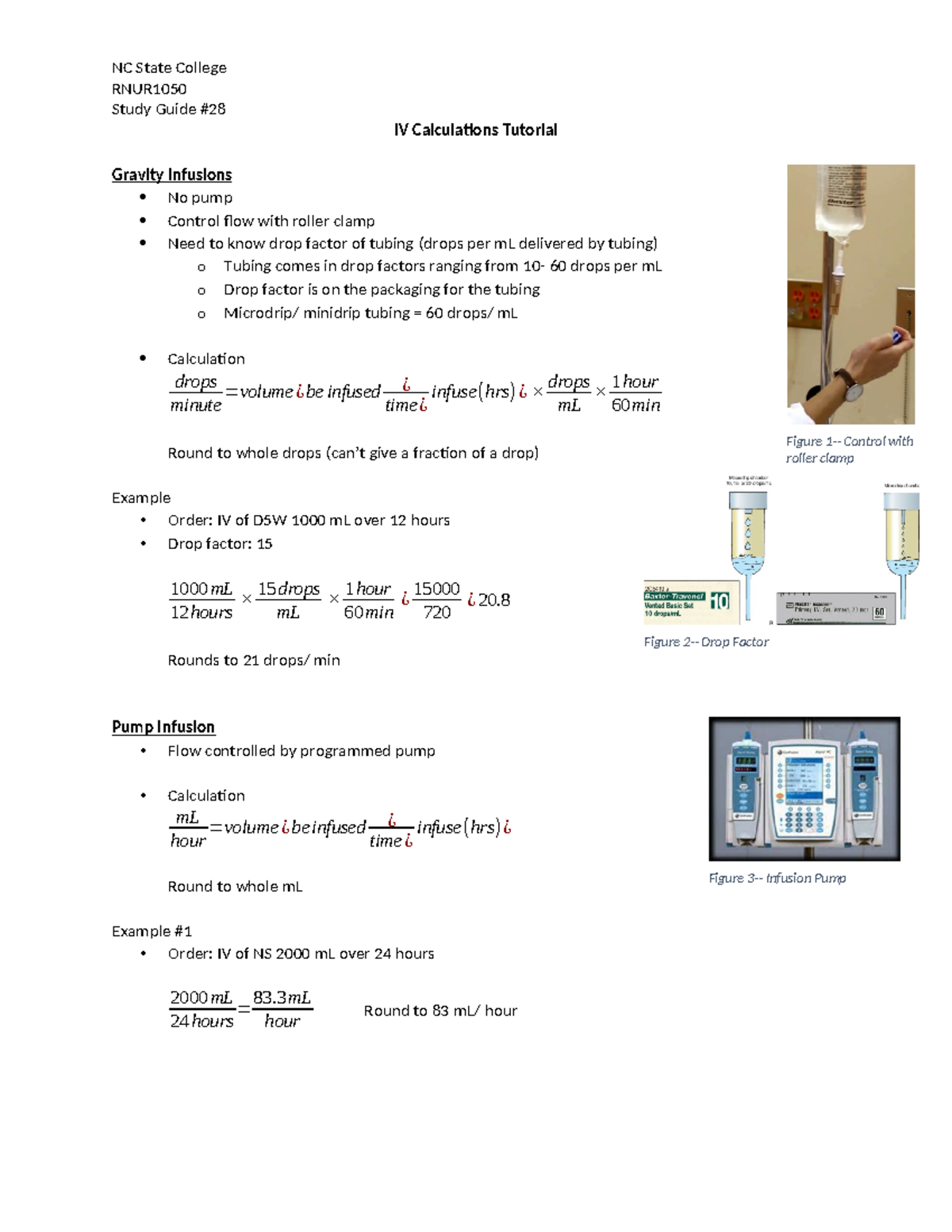 IV Calculations Tutorial & Practice Problems - NC State College RNUR ...