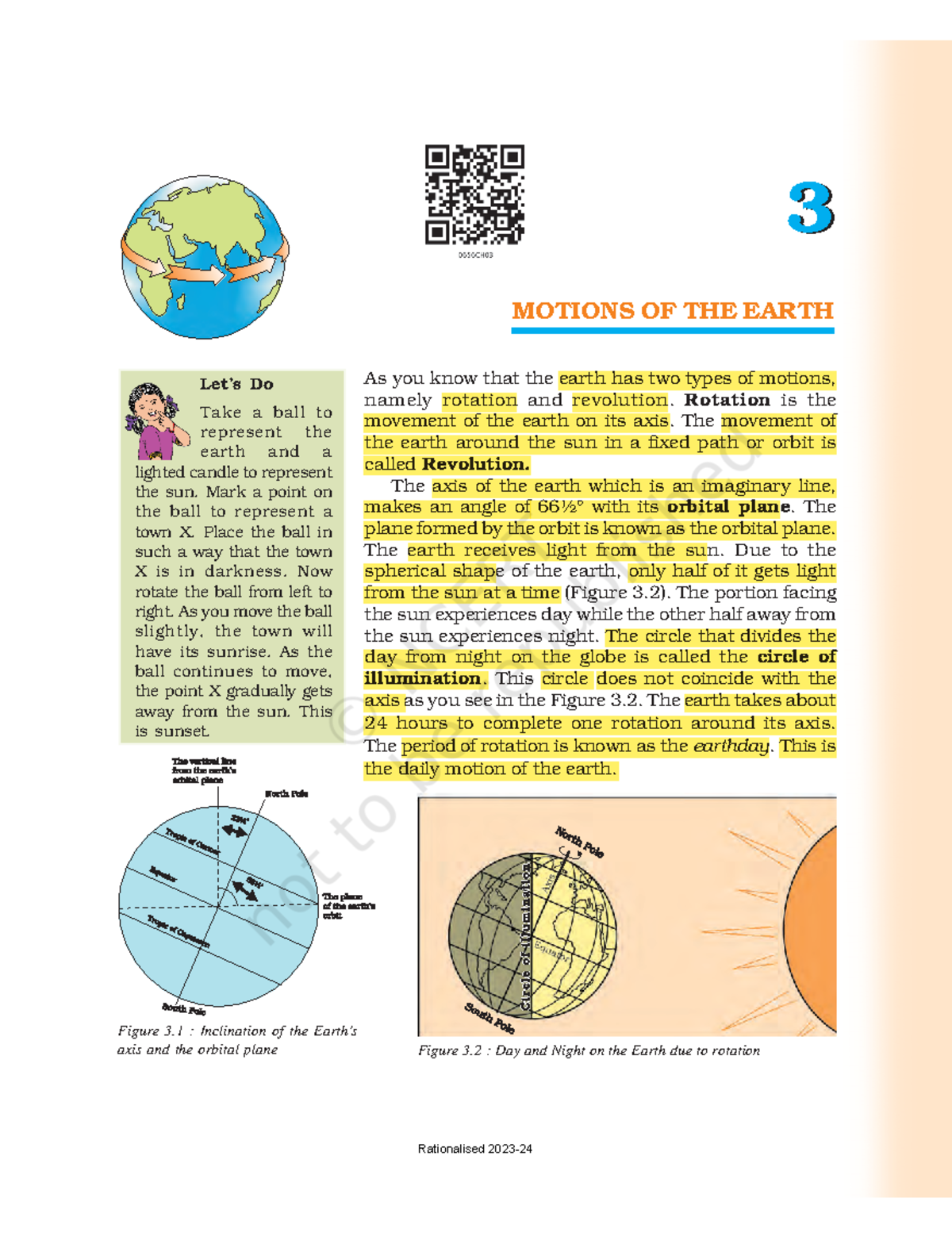 Chapter-3 - MOTIONS OF THE EARTH 33 Let’s Do Take a ball to represent ...