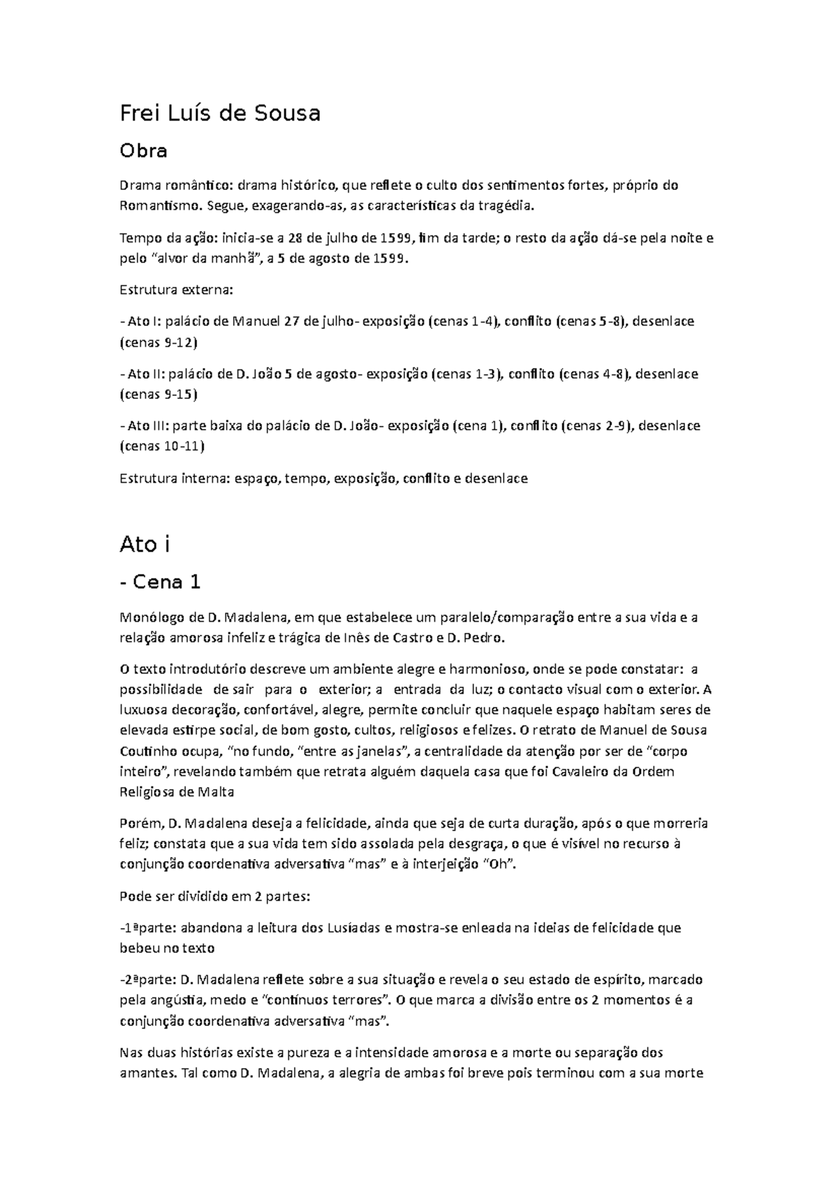 Frei Luís de Sousa resumo completo - Frei Luís de Sousa Obra Drama romântico: drama histórico ...