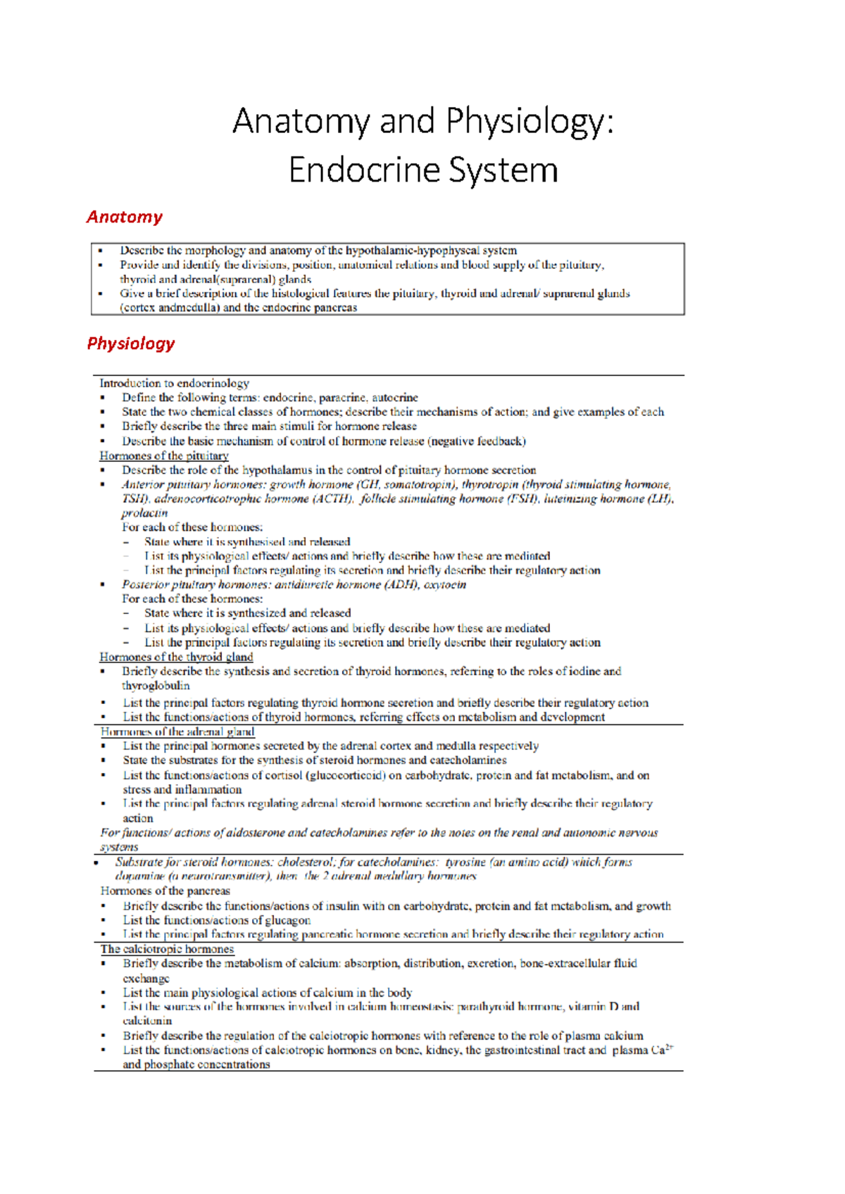 Endocrine System (Anatomy & Physiology) - Wits WAPT - Anatomy and ...