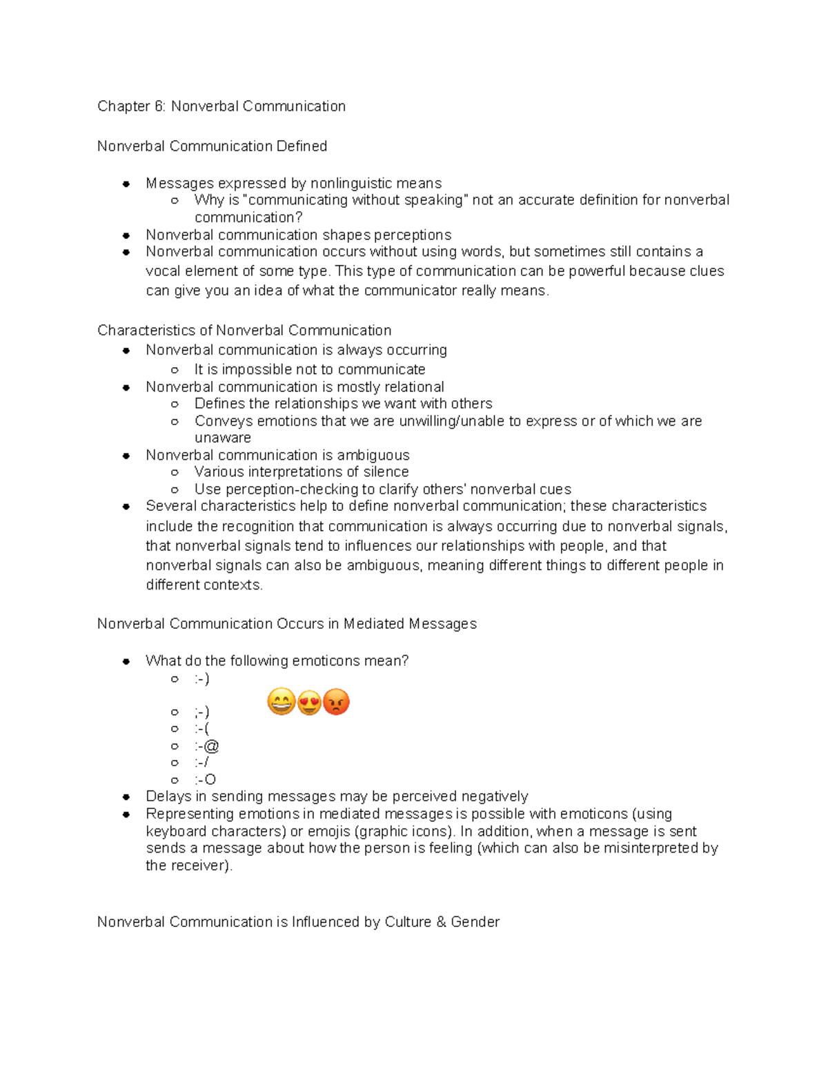 Chapter 6 Nonverbal Communication - Chapter 6: Nonverbal Communication ...
