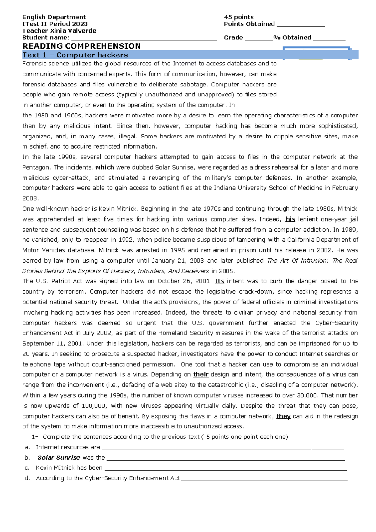 English Test Info 12th - practica ingles duodecimo - English Department ...