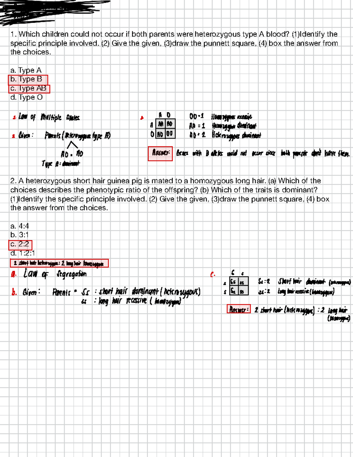 Gen Zoo Lec Activity - Genetic Inheritance - 1. Which children could ...
