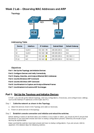 Week 8 Lab Configuring VLANs and Inter-VLAN Routing rev - Week 8 Lab – Basic Switch, VLANs and ...