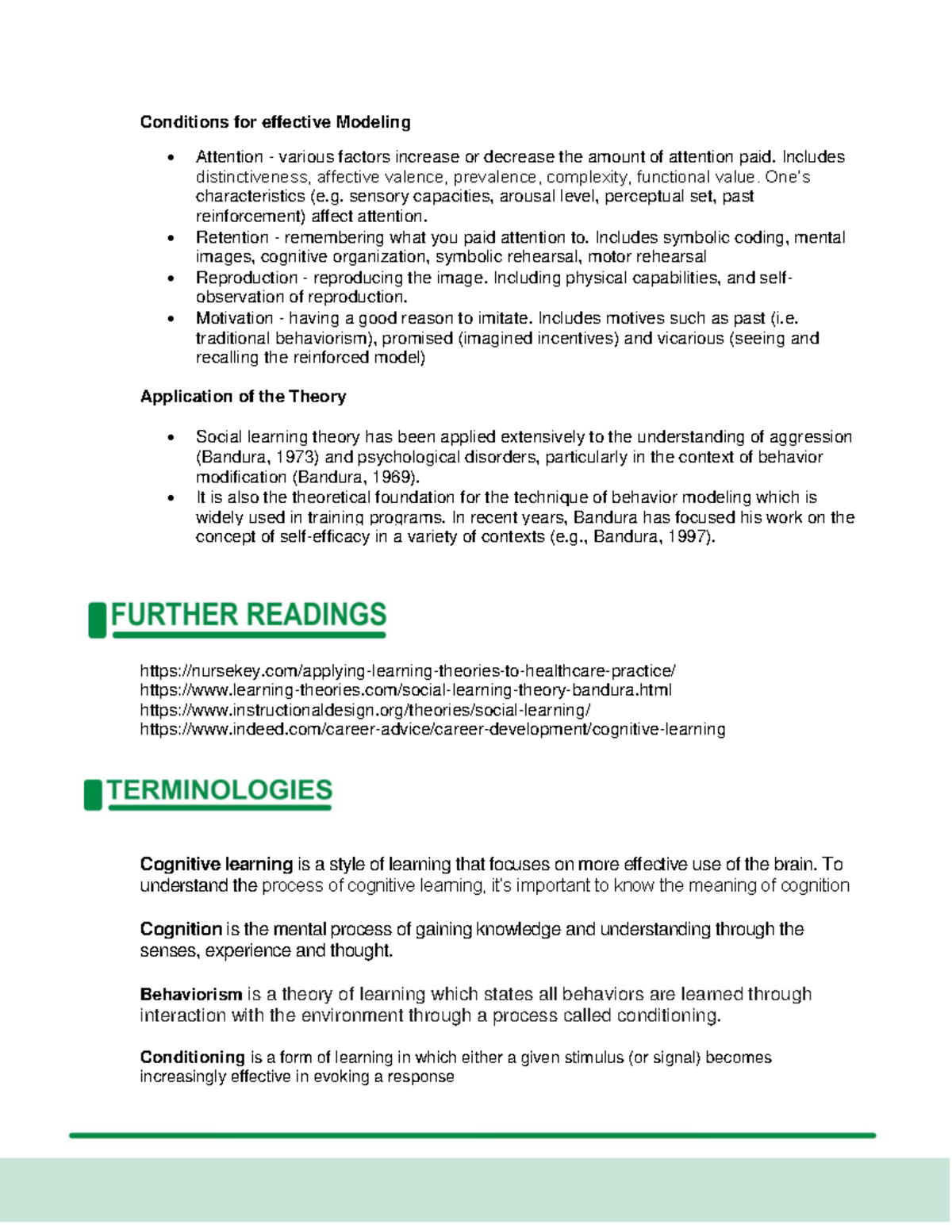 Application of the Theory - Conditions for effective Modeling Attention ...