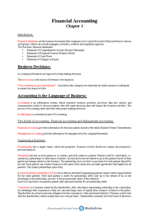 Financial Accounting Chapter 1 - Financial Accounting Chapter 1 ...