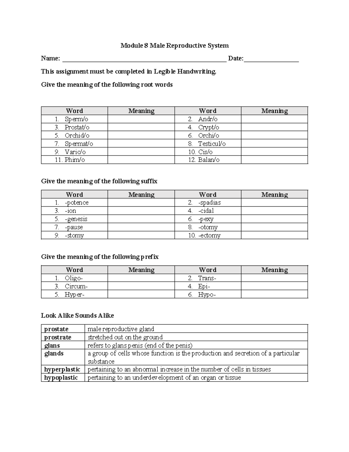 BIO 202 Module 8 Medical Terminology Male Reproductive System - Module ...