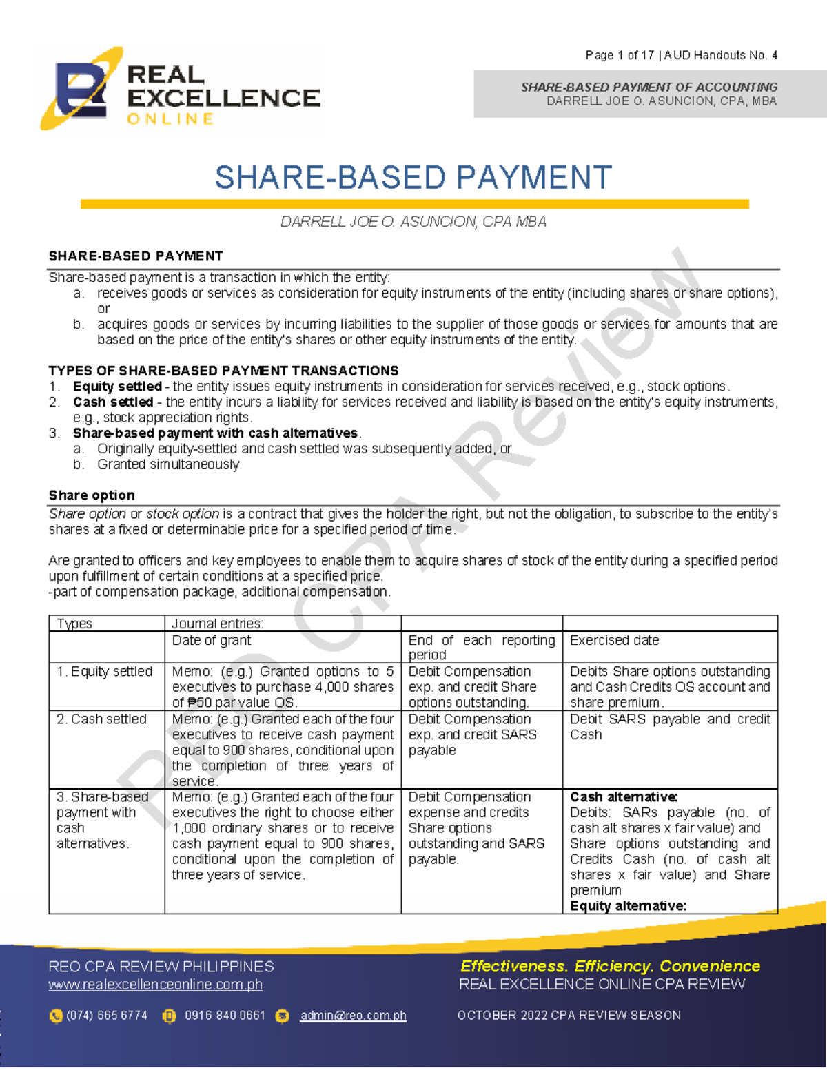 04 REO Share-based Paymentquest - REO CPA Review SHARE-BASED PAYMENT OF ...