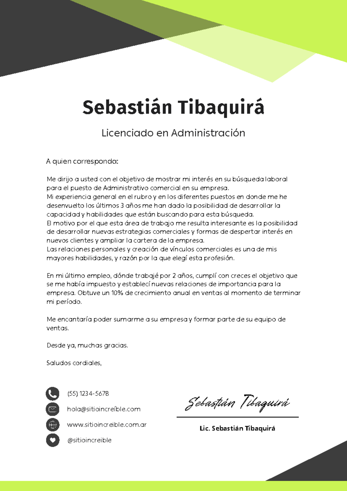 Carta de Presentación Solicitud de Empleo Moderno Verde y Negro - Me ...