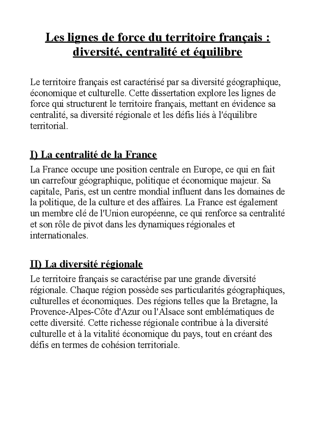 Les lignes de force du territoire Français - Les lignes de force du ...