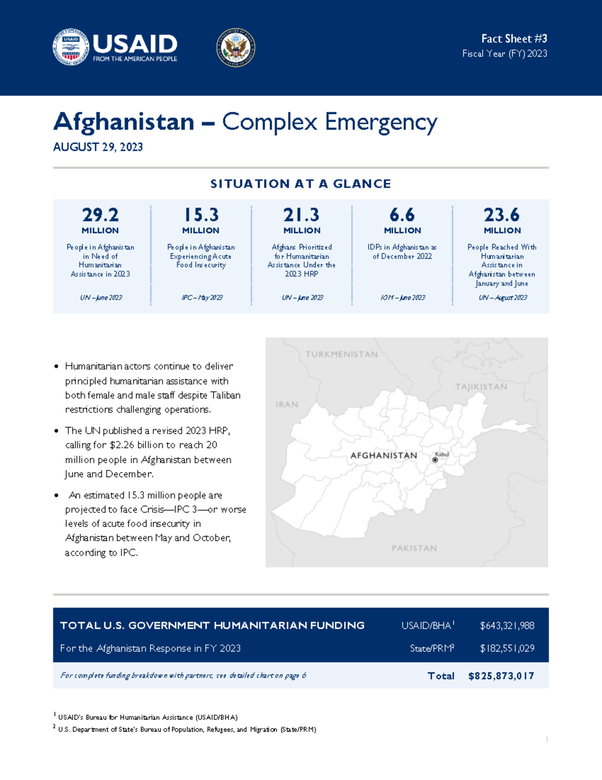 USG Afghanistan Complex Emergency Fact Sheet #3 - Afghanistan – Complex ...
