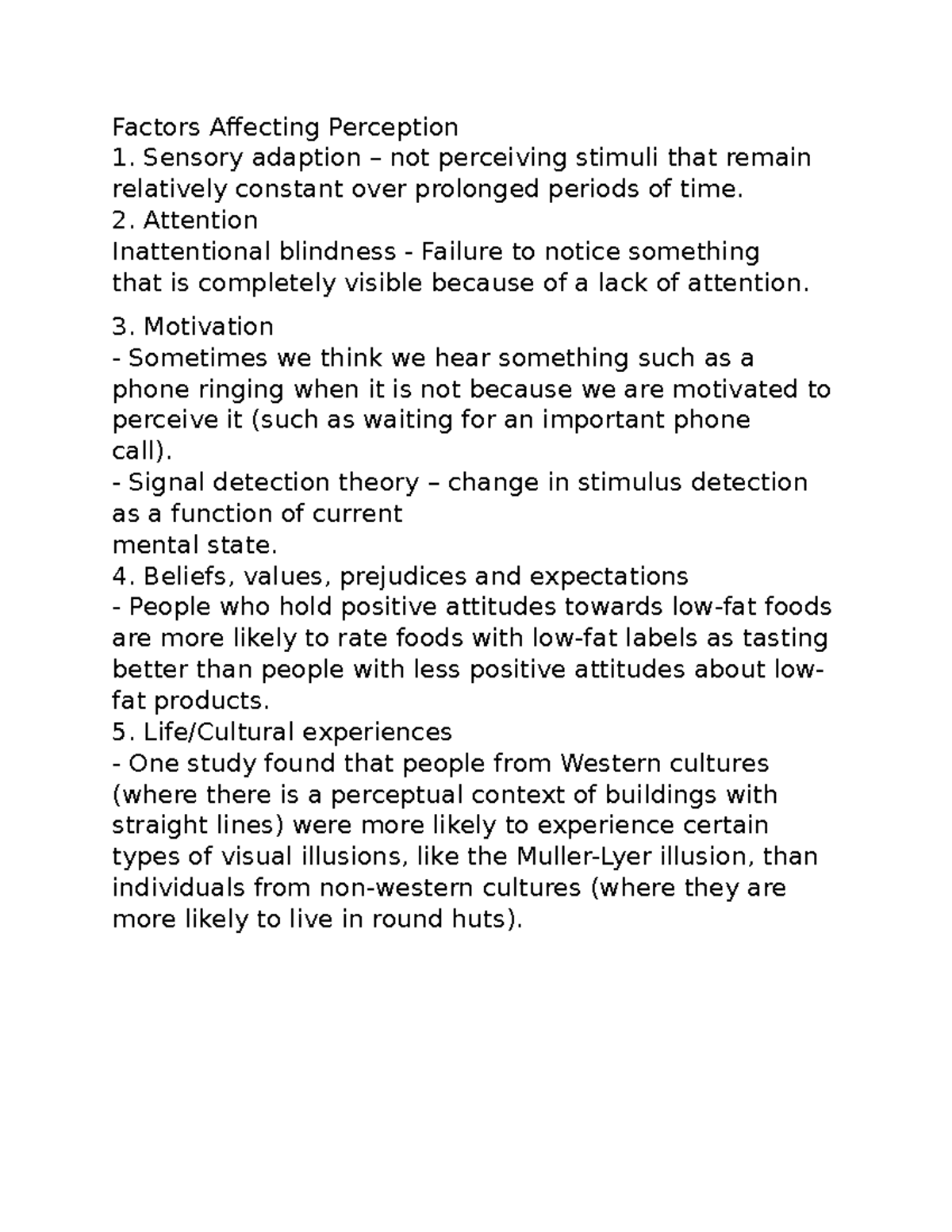 Factors Affecting Perception - Factors Affecting Perception Sensory ...