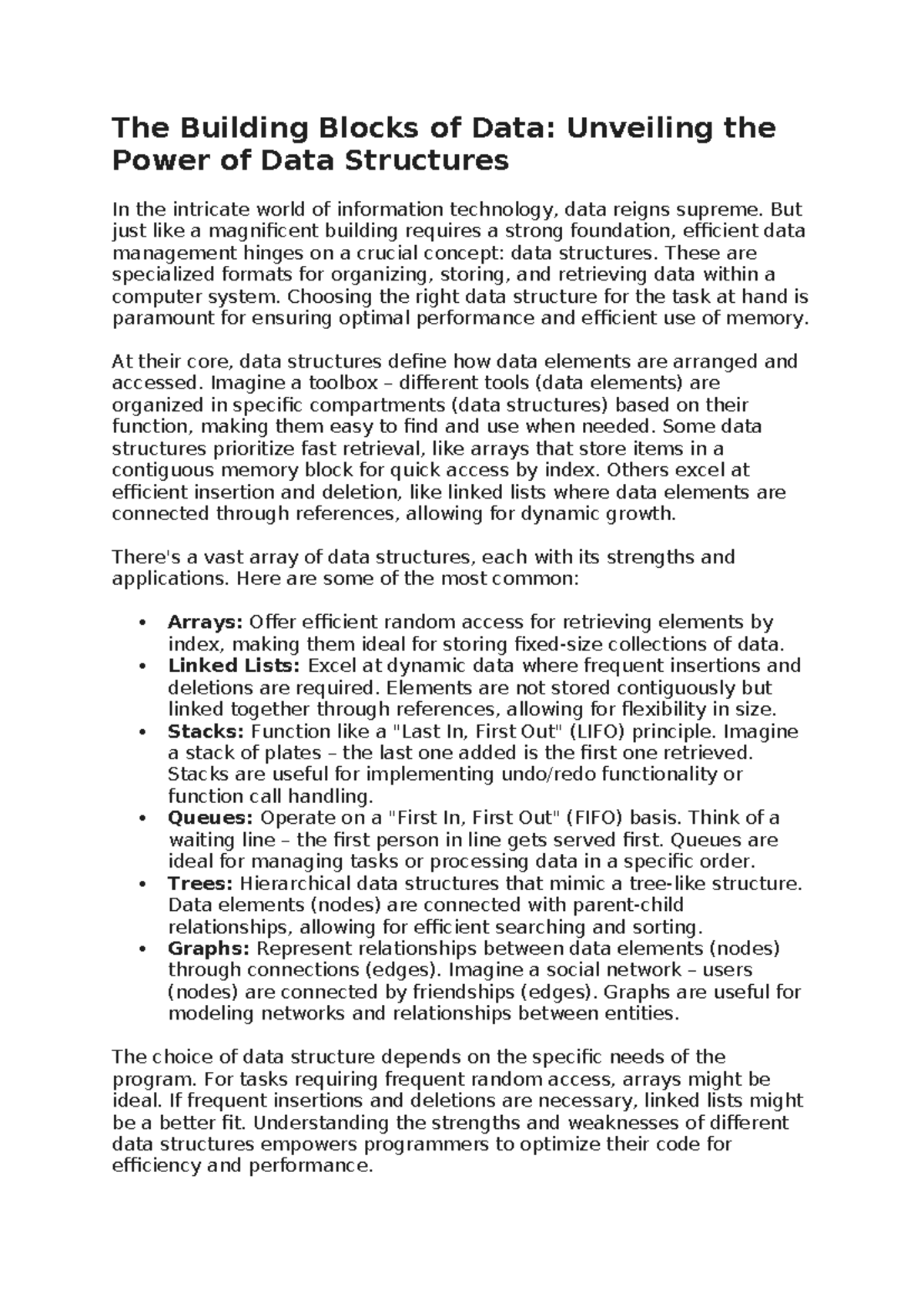 LEC 9 - SOOOS - The Building Blocks of Data: Unveiling the Power of Data Structures In the ...