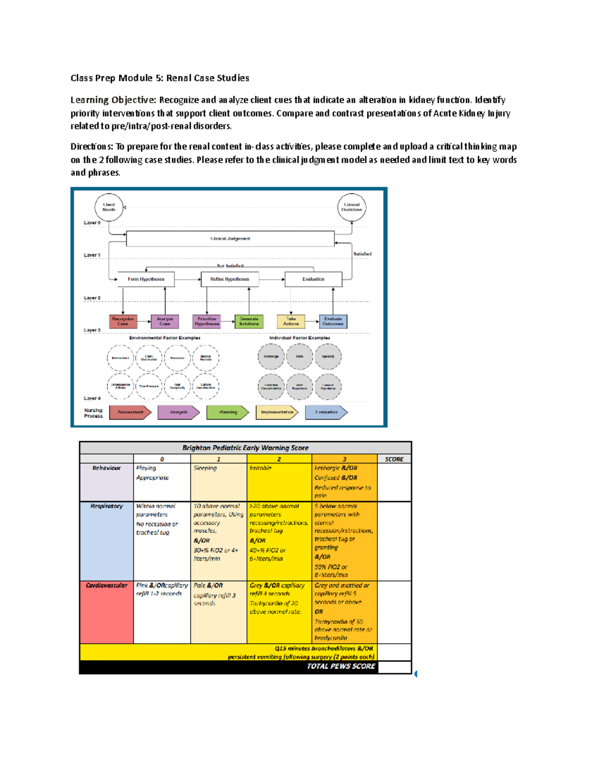 Renal Case Study Critical Thinking Map-1 - Class Prep Module 5: Renal ...