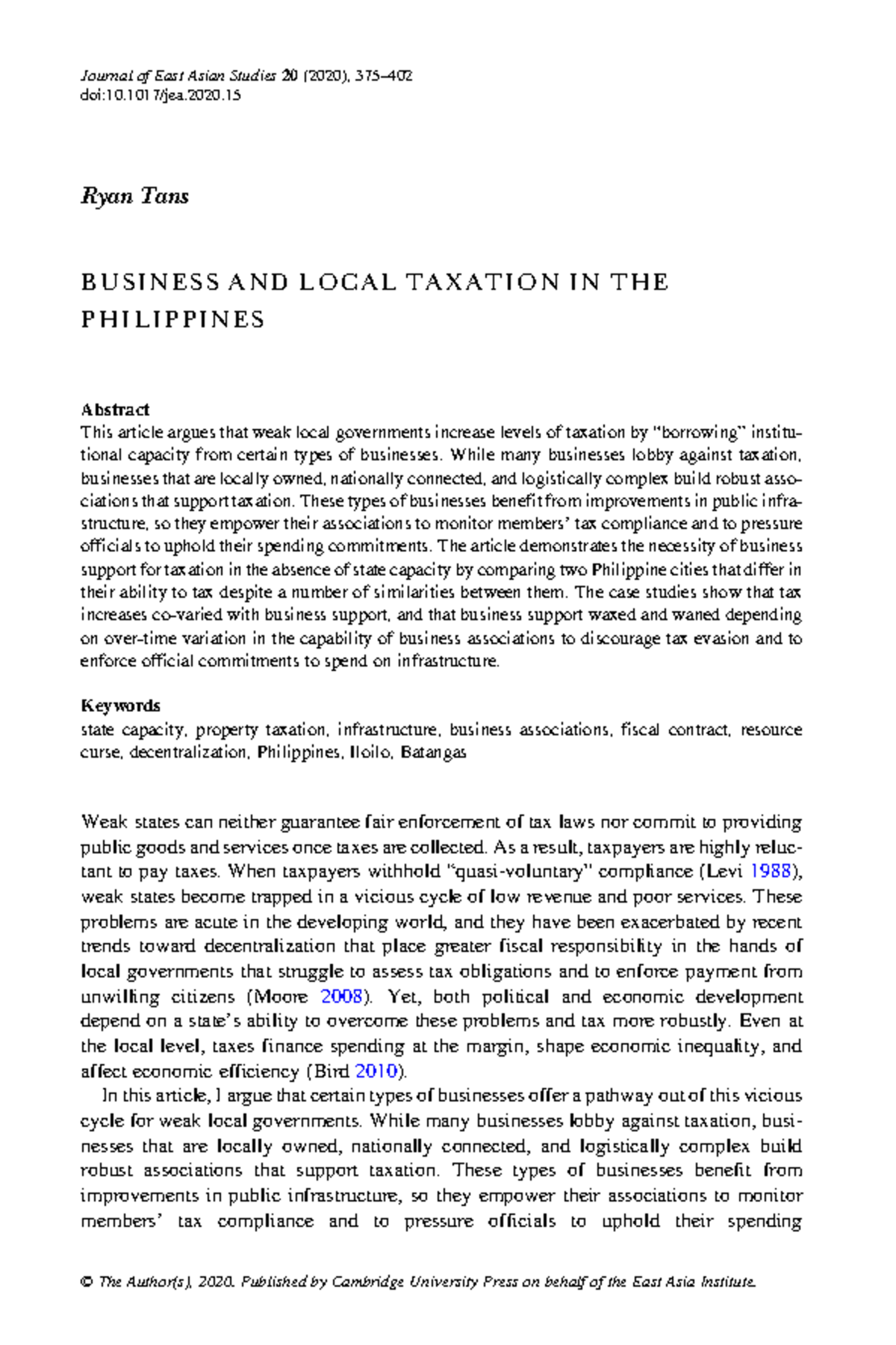 Business AND Local Taxation IN - Ryan Tans B U S I N E S S A N D L O C ...