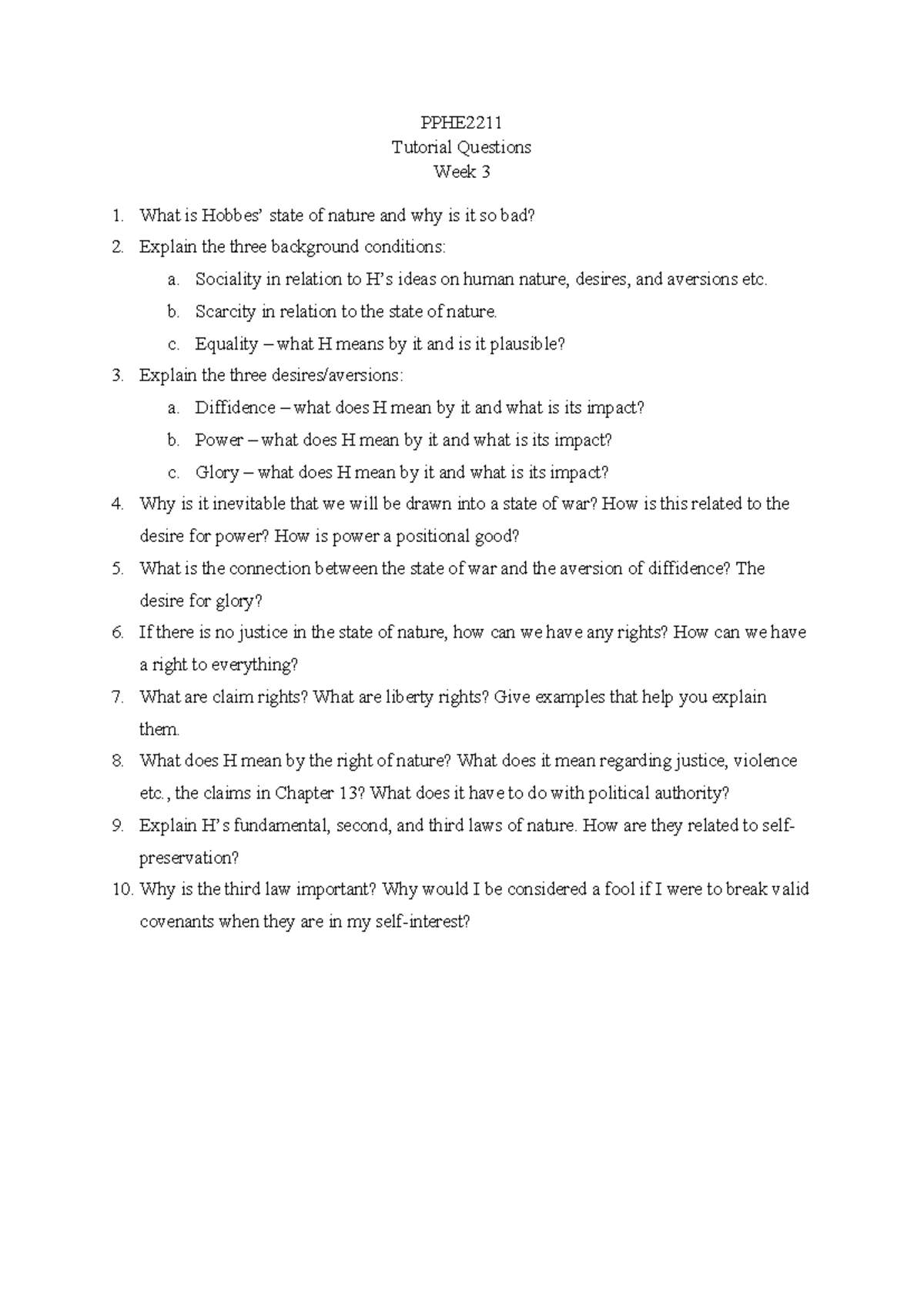 PPHE2211 Tutorial Questions W3 - PPHE Tutorial Questions Week 3 What is ...