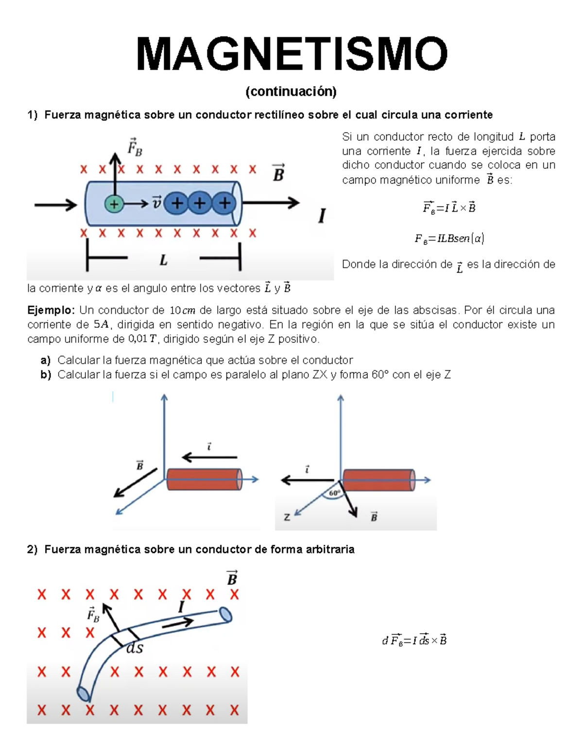 Magnetismo 2 - MAGNETISMO (continuación) Fuerza magnética sobre un ...