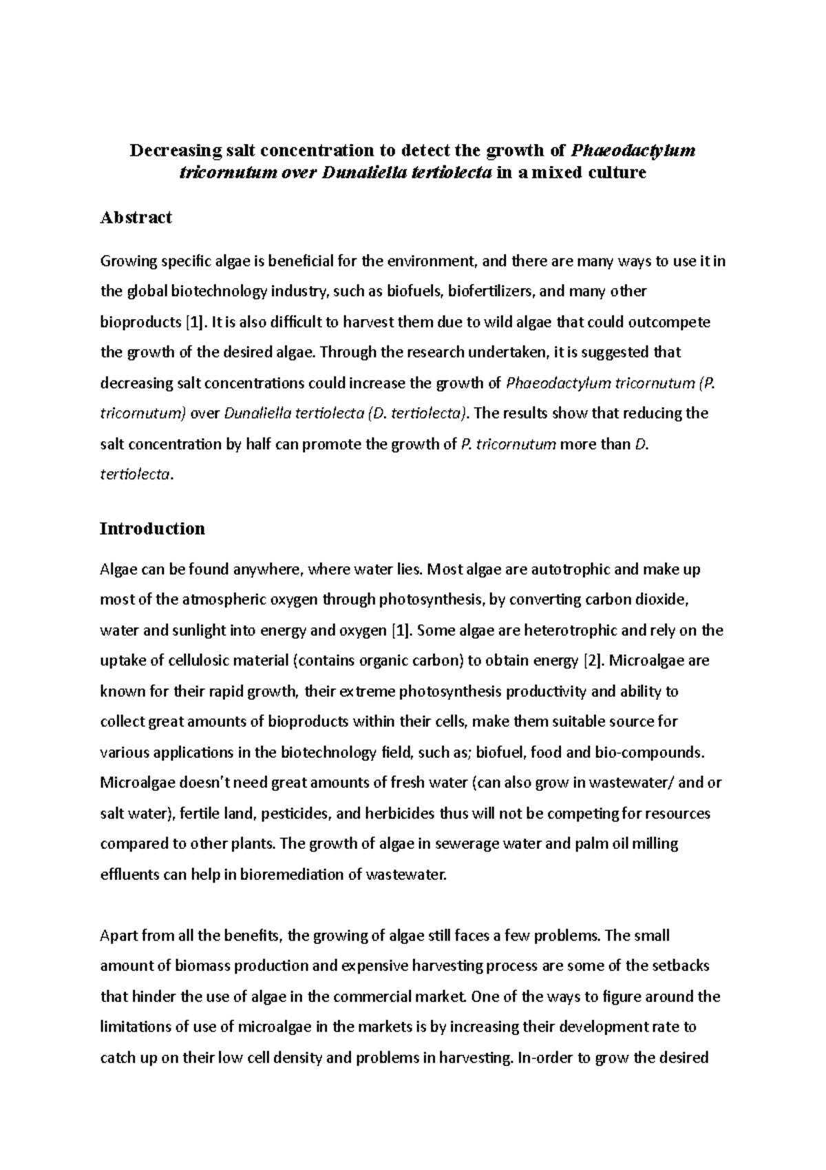 Algal prac report - C10115 - Studocu