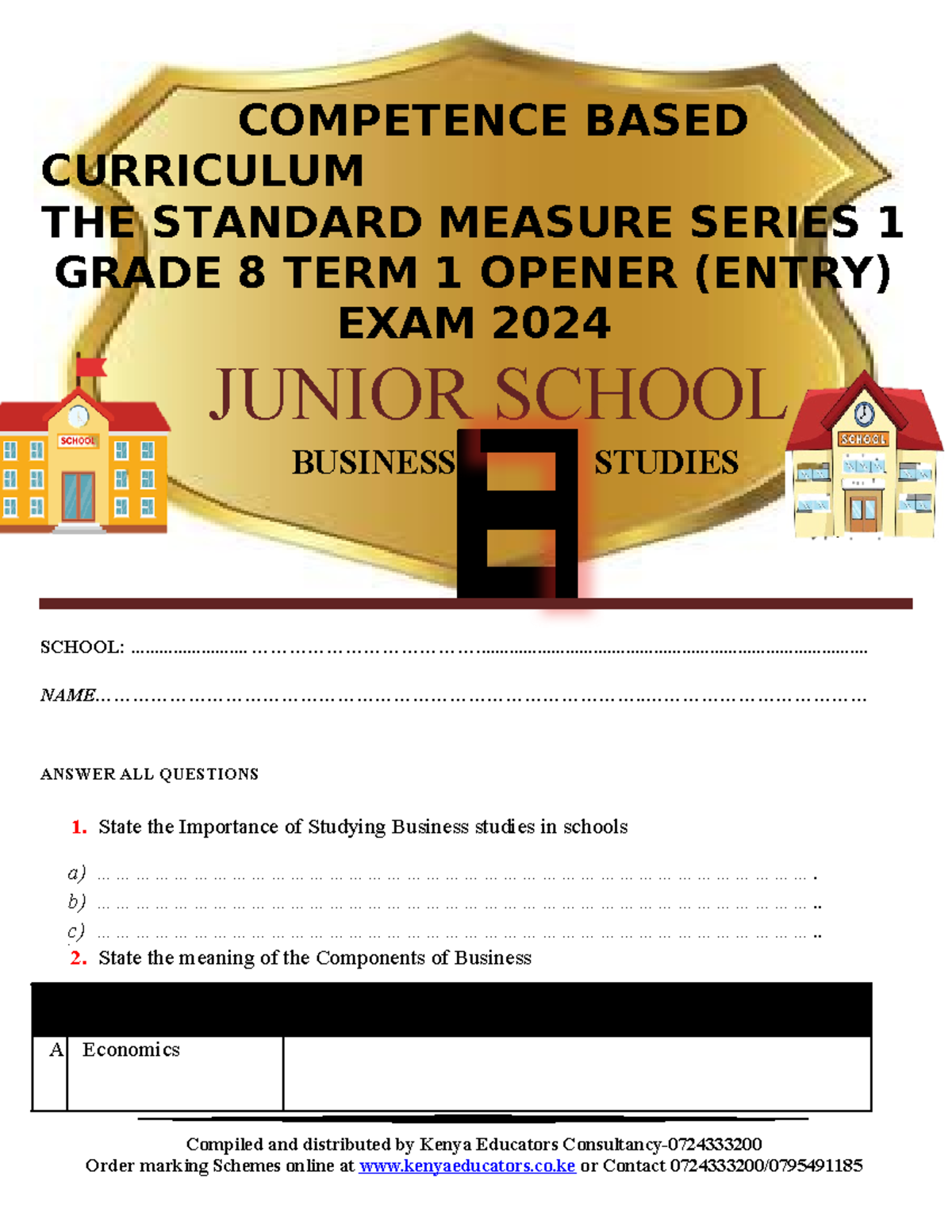 Grade 8 business qs - Revisions question - COMPETENCE BASED CURRICULUM ...