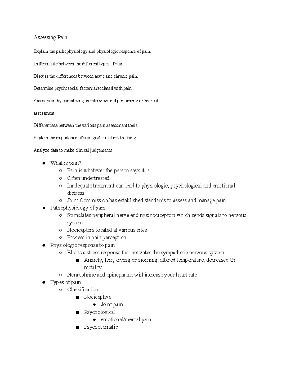 Pain assement - Overview of pain assessment and what to look for in ...