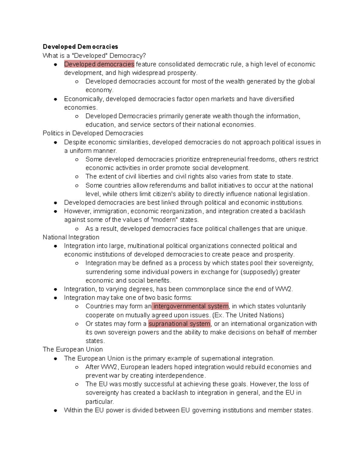 Chapter 8 - power point notes - Developed Democracies What is a ...