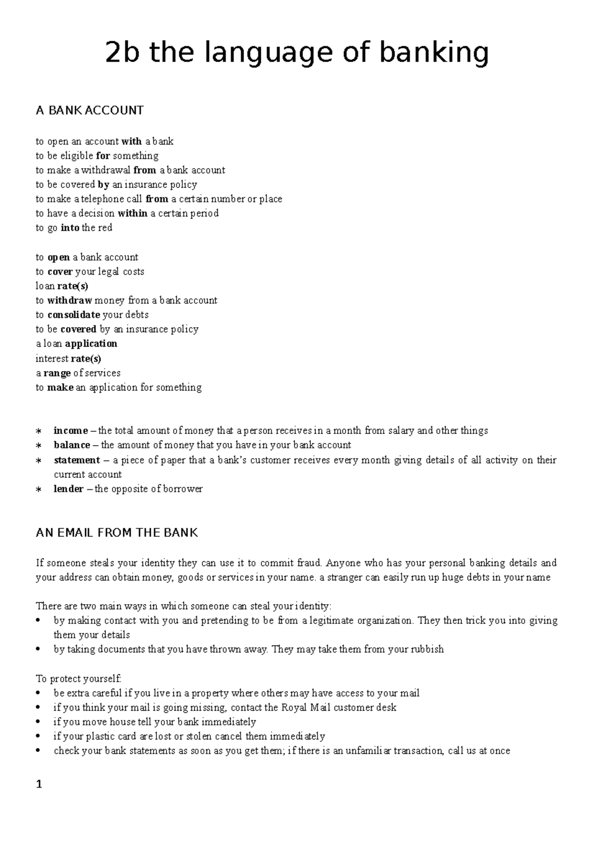 2b the language of banking - Anyone who has your personal banking ...