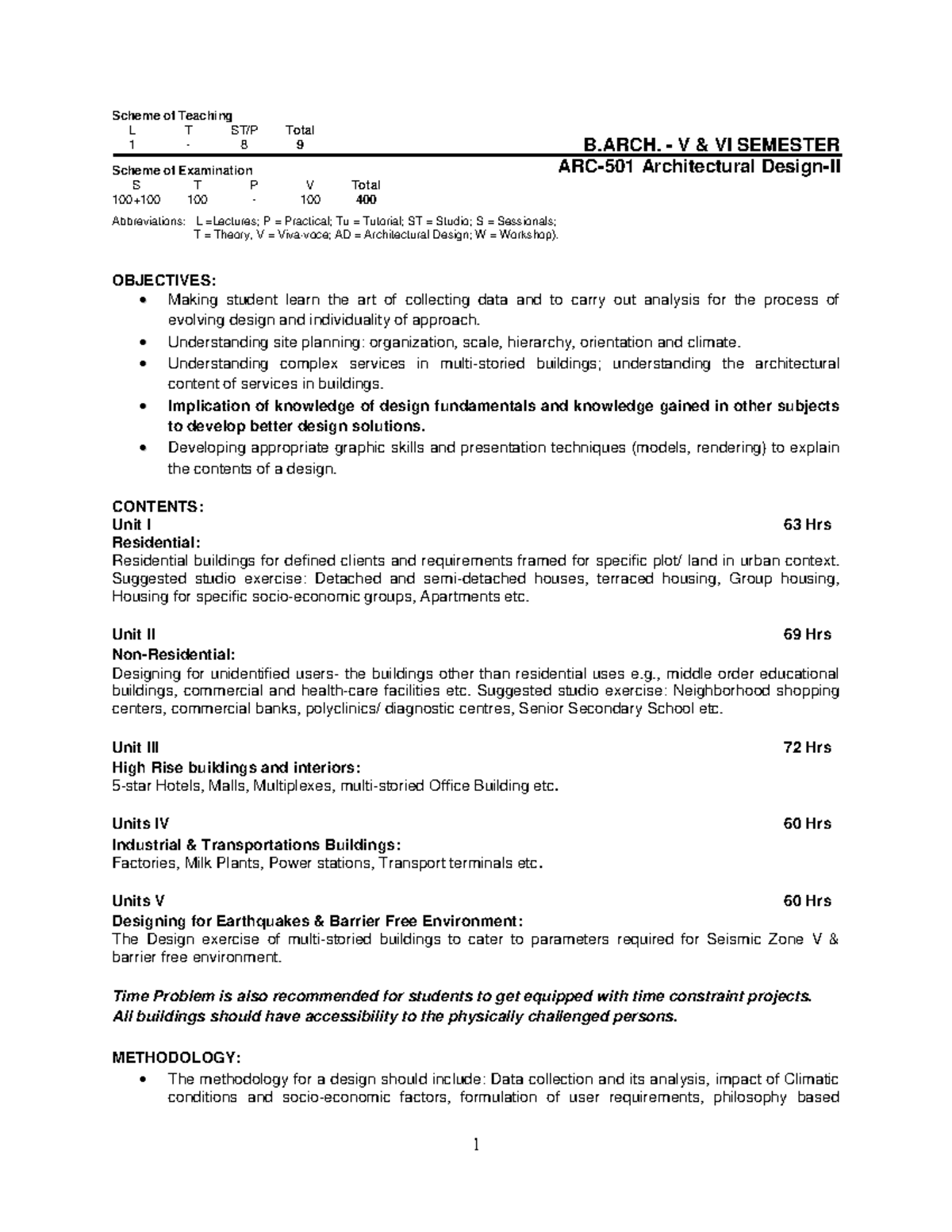 Notes on Architecture Designs in Building Purpose - B. - V & VI ...