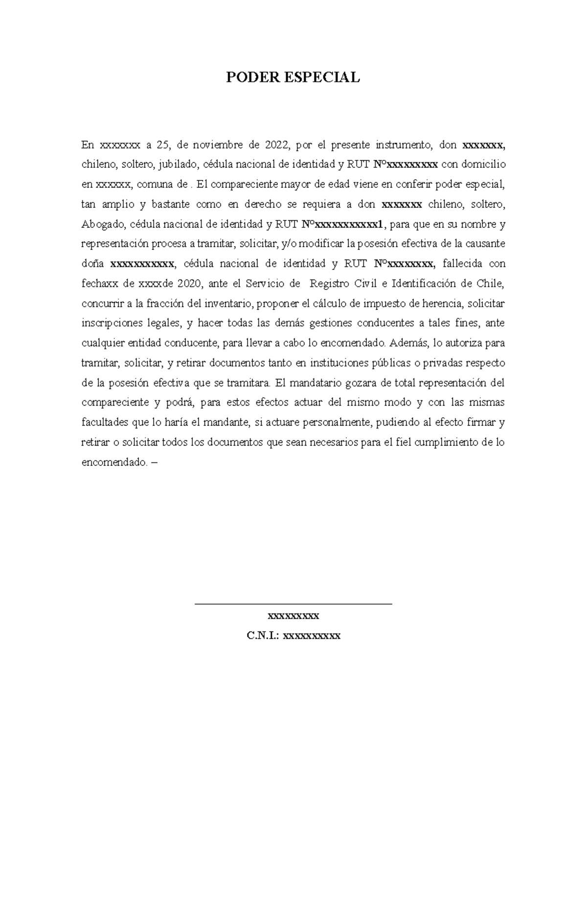 Poder Especial - PODER ESPECIAL En xxxxxxx a 25, de noviembre de 2022 ...