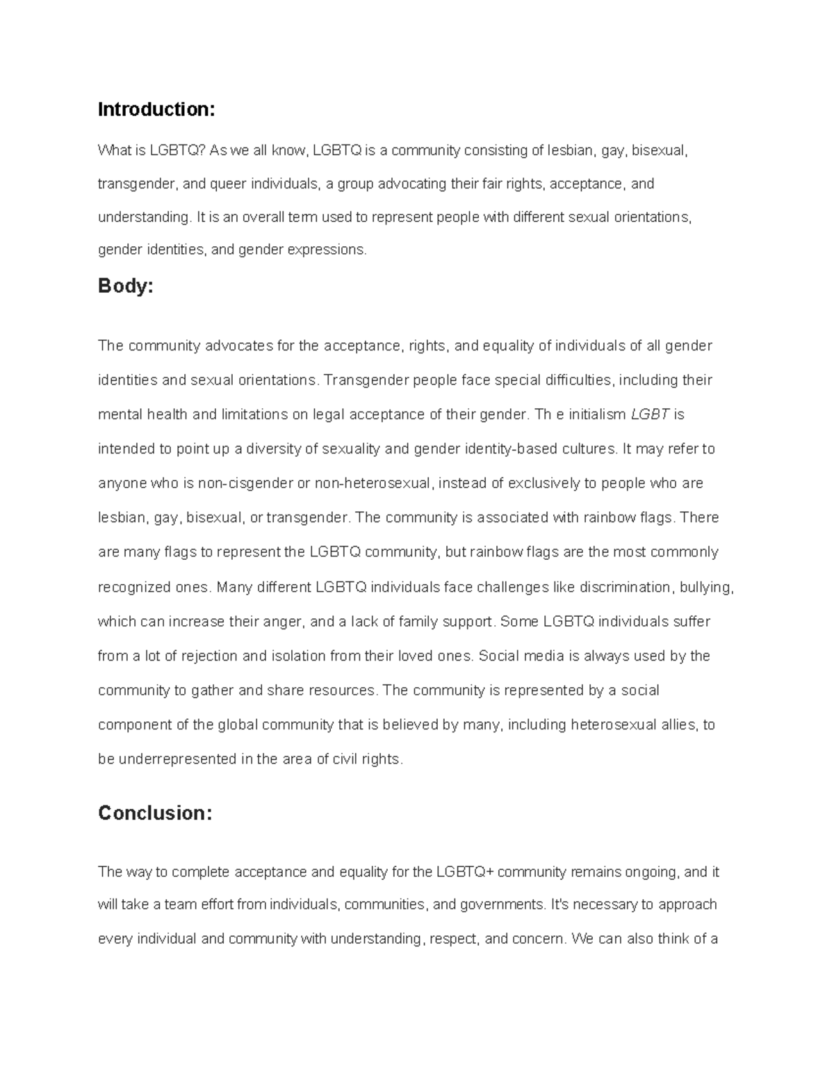 Engpro - Introduction: What is LGBTQ? As we all know, LGBTQ is a ...