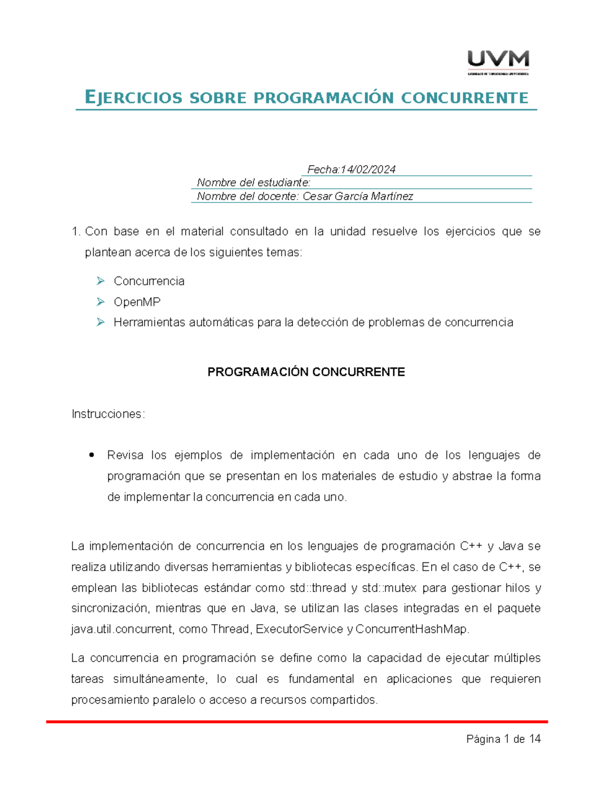 EJERCICIOS SOBRE PROGRAMACIÓN CONCURRENTE - EJERCICIOS SOBRE ... EJERCICIOS SOBRE PROGRAMACIÓN CONCURRENTE - EJERCICIOS SOBRE ...