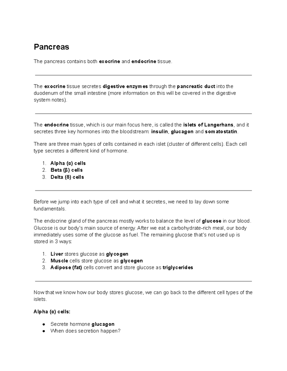 Pancreas - Lecture notes 5.5 - Pancreas The pancreas contains both ...