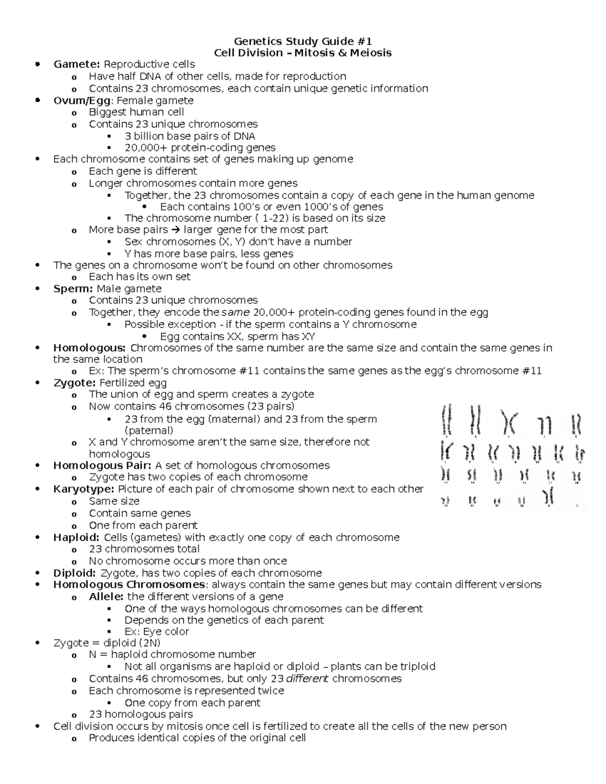 VCU BIOL 310: Genetics Exam 1 Notes - Genetics Study Guide # Cell ...