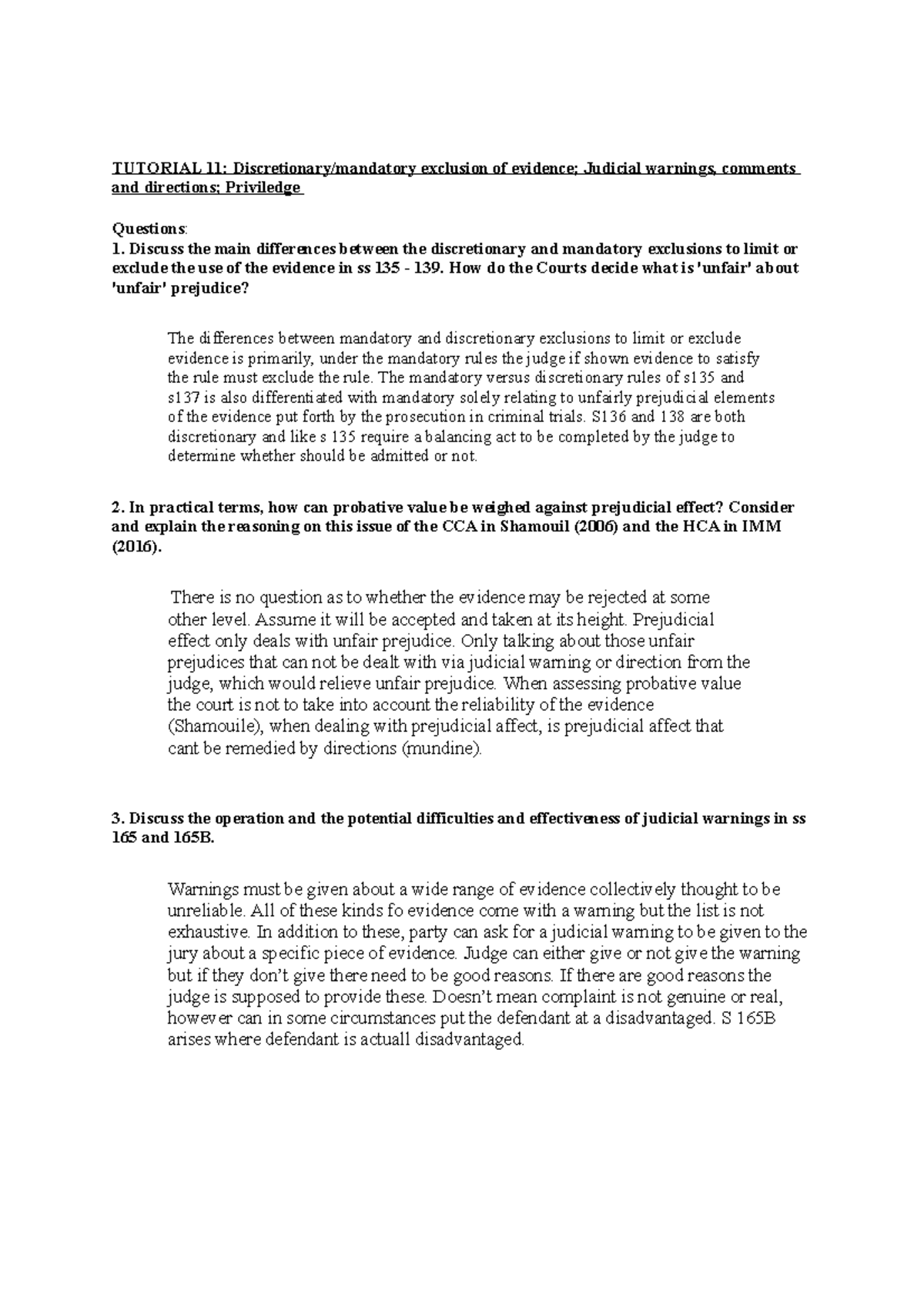 Tutorial 11 - TUTORIAL 11: Discretionary/mandatory exclusion of ...