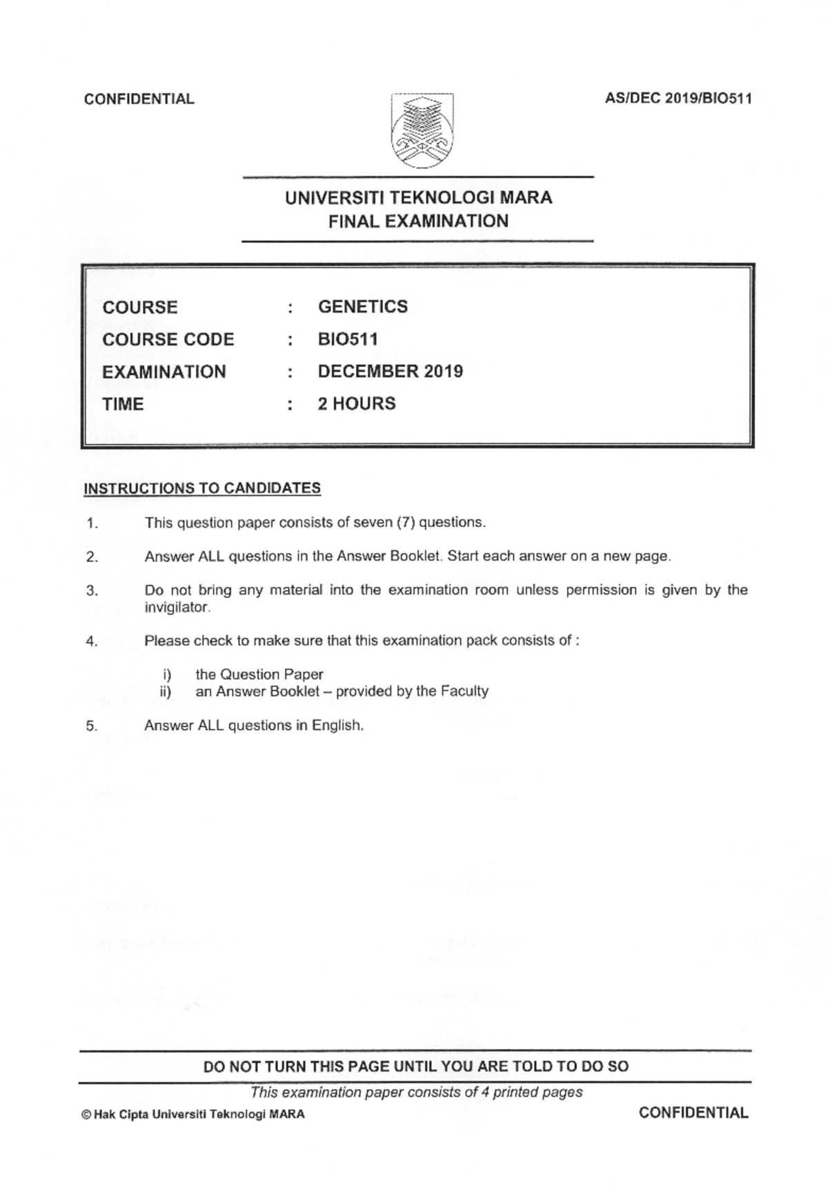 Faculty Applied Sciences 2020 Session 1 - Degree BI0511 - UNIVERSITI TEKNOLOGI MARA FINAL - Studocu