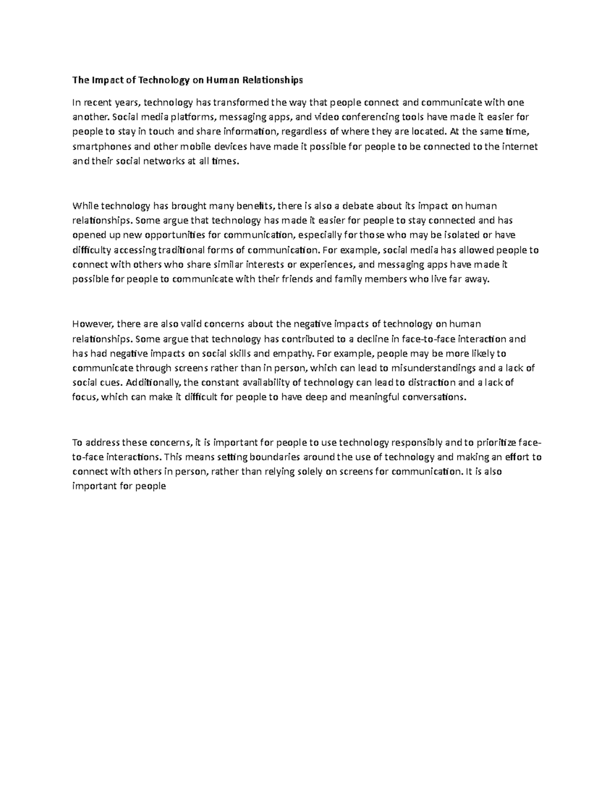 The Impact of Technology on Human Relationships - Social media ...