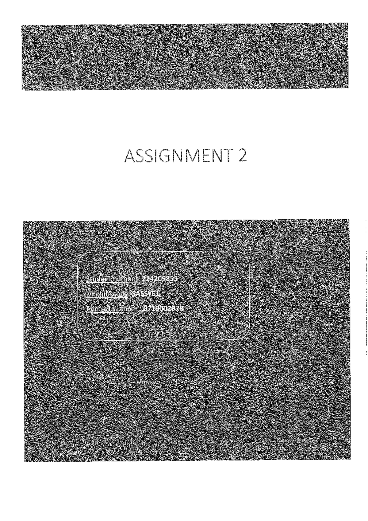 Assignment 2 Sassyes - ASSIGNMENT 2 Student number: 224209855 Module ...