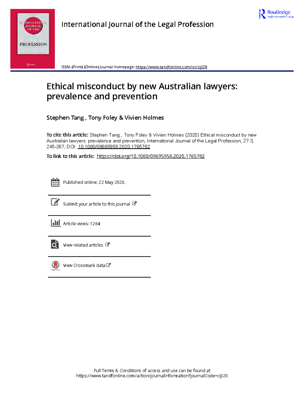 Ethical misconduct by new Australian lawyers prevalence and prevention ...