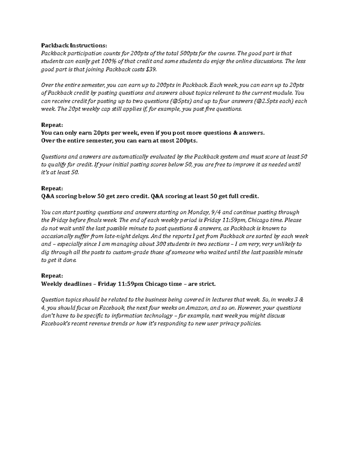 IDS 200 Fall 2023 Packback Instructions - Packback Instructions: Packback participation counts ...
