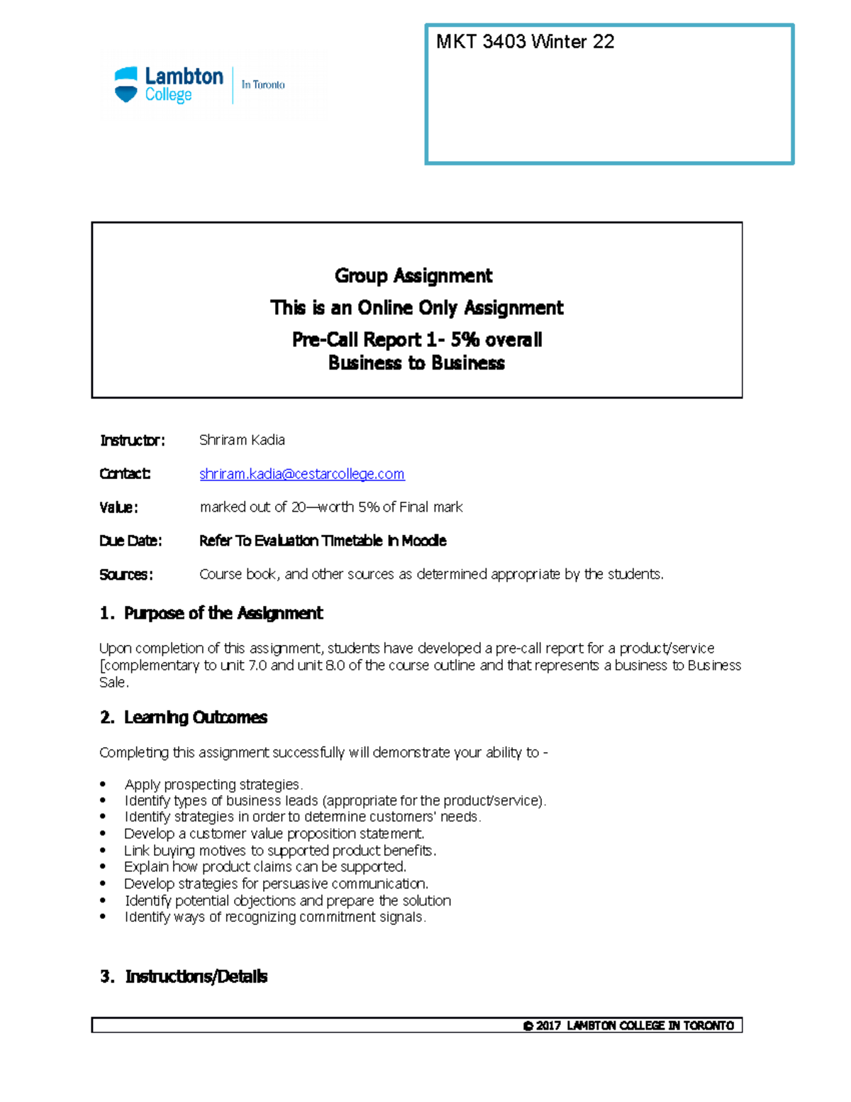 Pre Call Assignment for professional selling MKT 2016 - Group ...