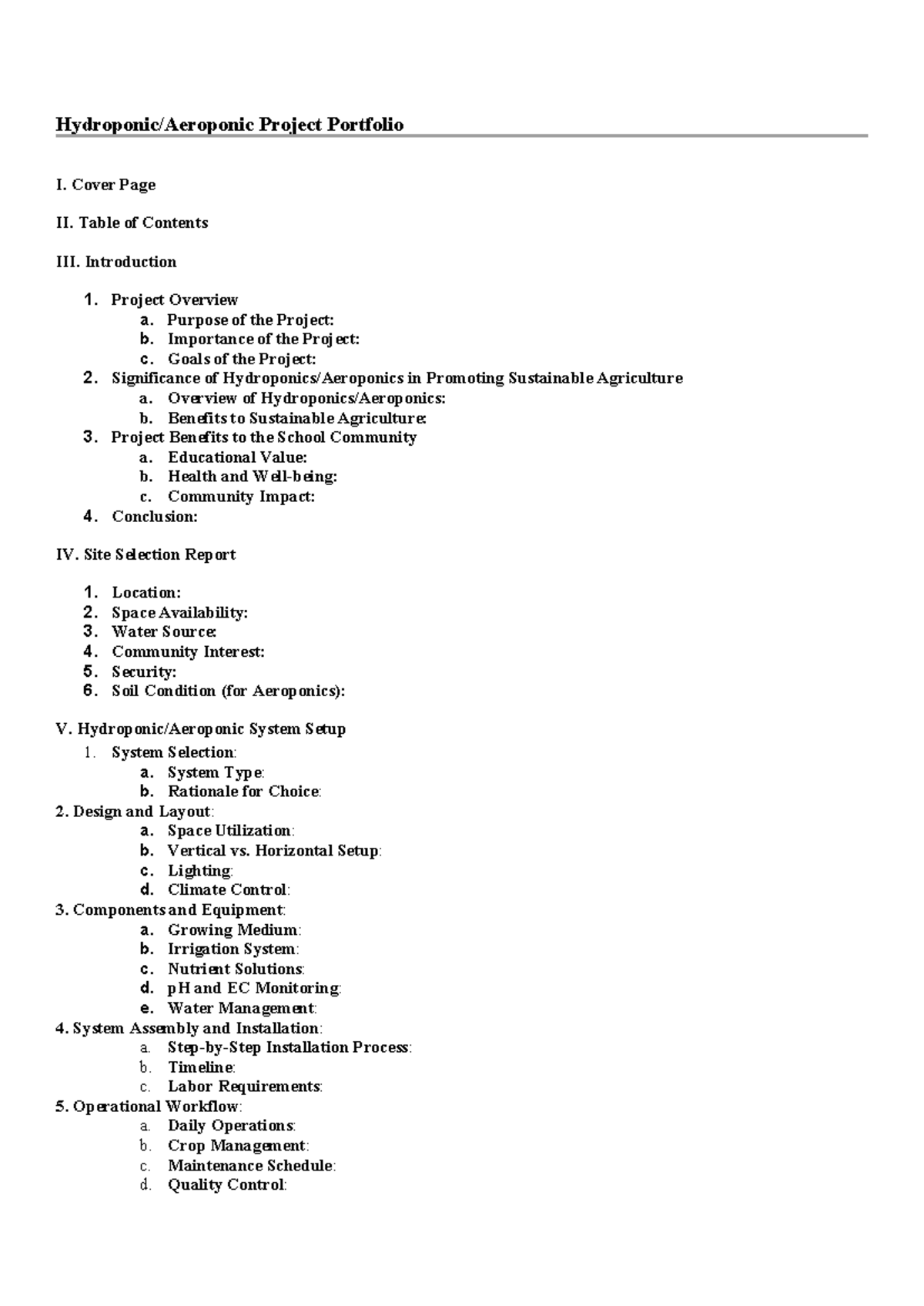 Project Portfolio Format Humss CPT - Hydroponic/Aeroponic Project ...
