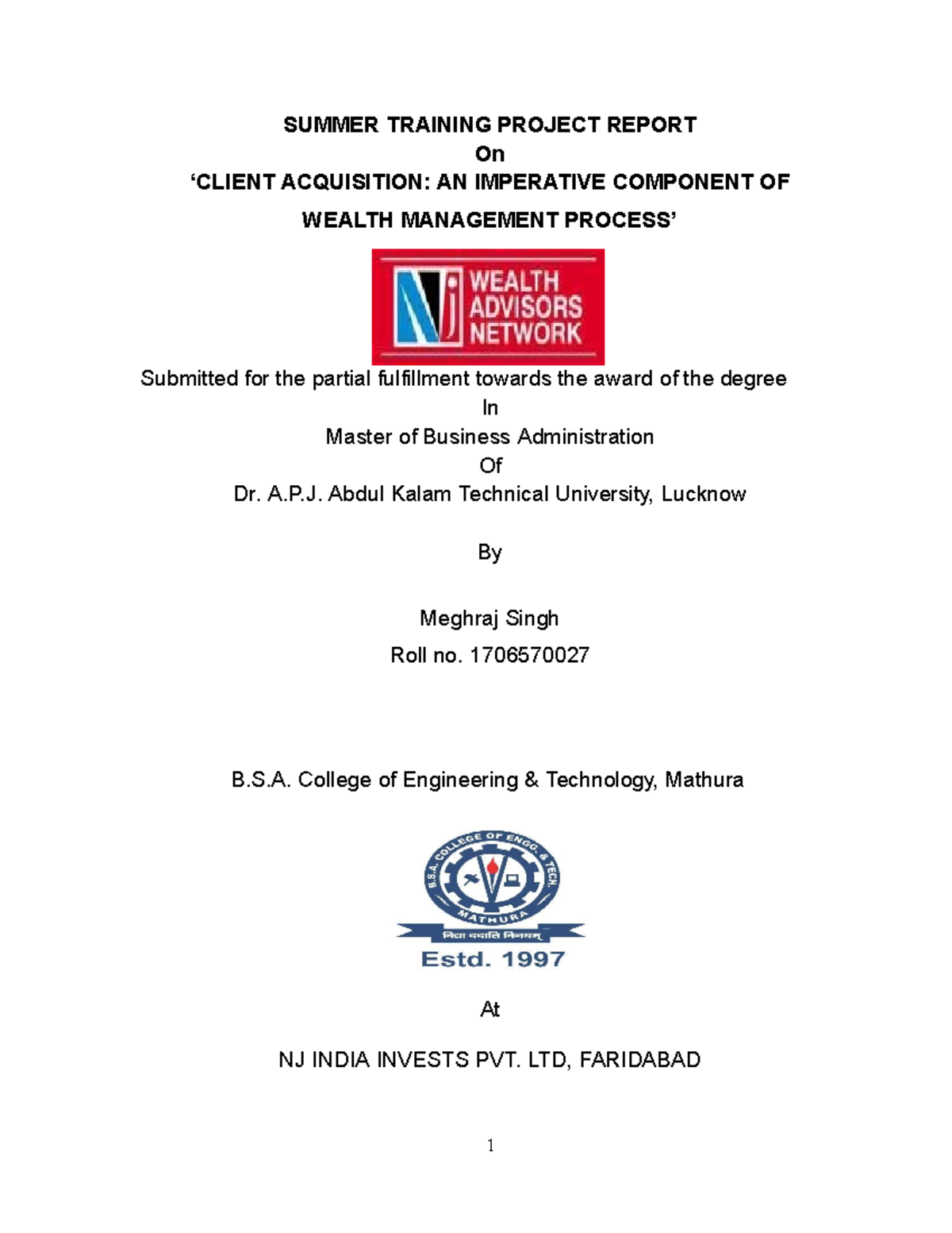 Summer Training Project Report On Client - SUMMER TRAINING PROJECT ...