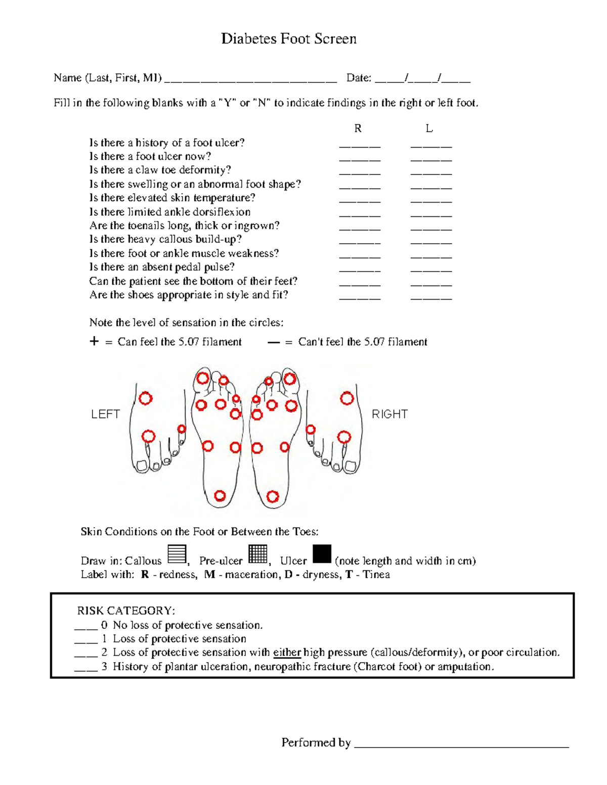 2 Diabetic Foot Risk Assessment HRSA leaplevel 1 - Diabetes Foot Screen ...