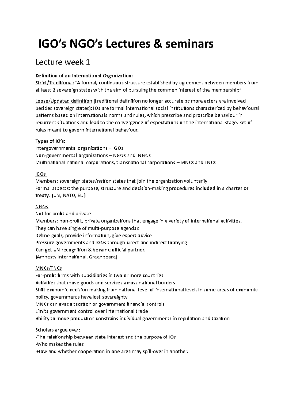 IGOs NGOs ES4-1 all lectures - IGO’s NGO’s Lectures &amp; seminars ...