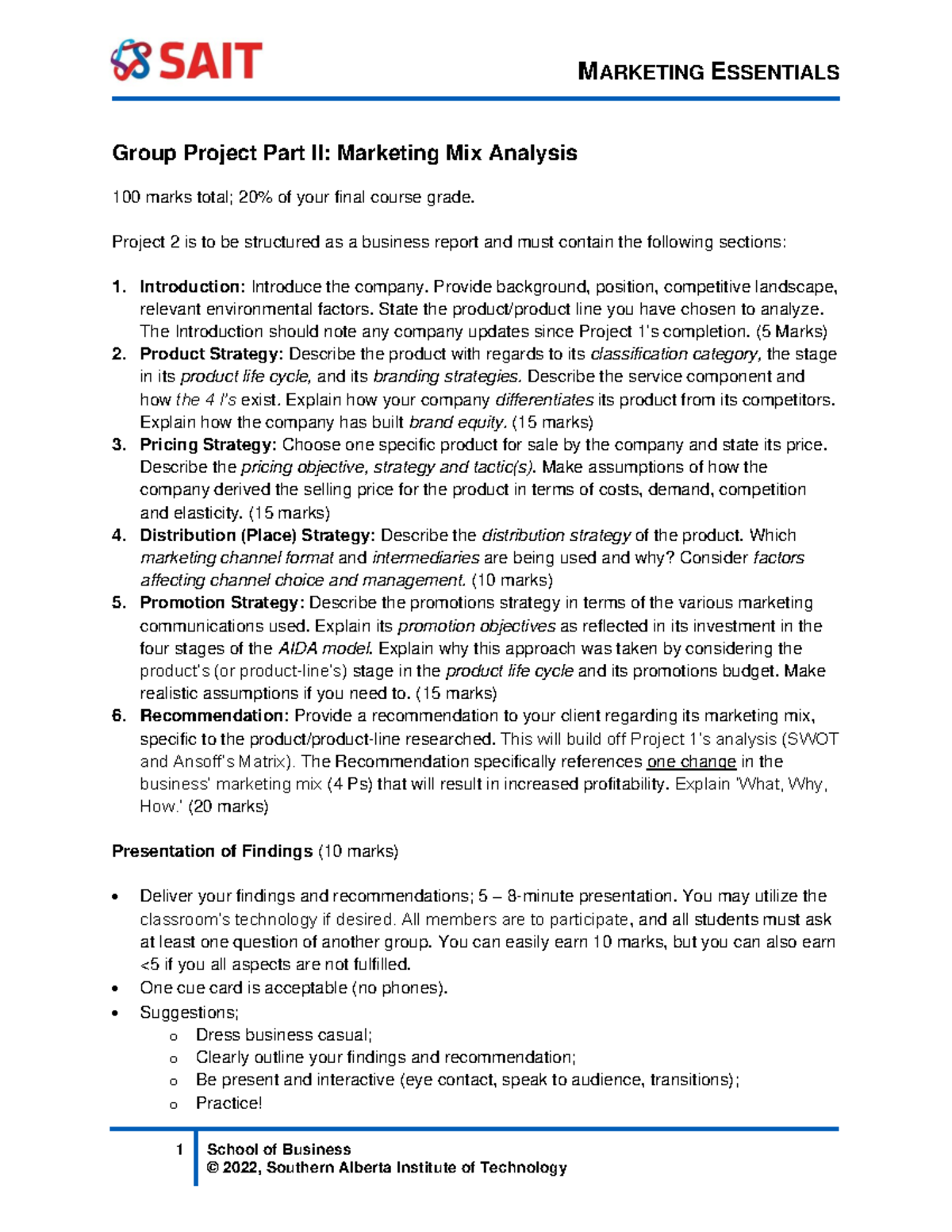 Group Project 2 - Marketing Mix Analysis Description - MARKETING ...