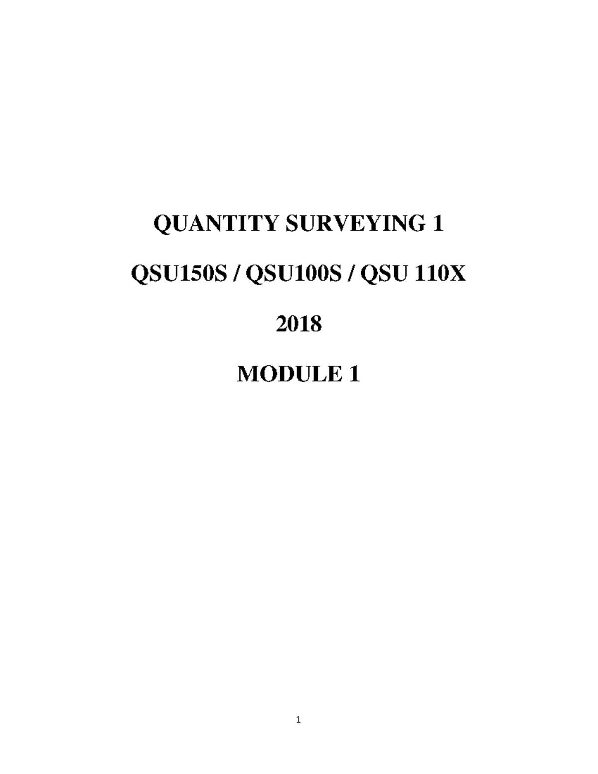 Module 1-History of QS - QUANTITY SURVEYING 1 QSU150S / QSU100S / QSU ...