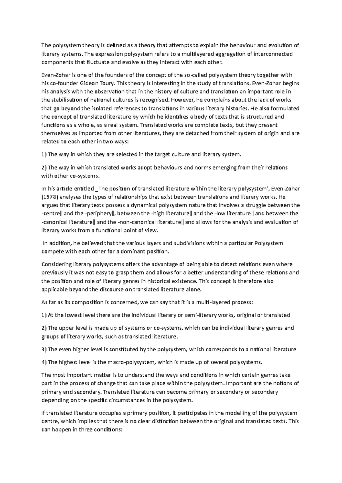 Polysystem Theory - Teoria polisistemica - The polysystem theory is ...