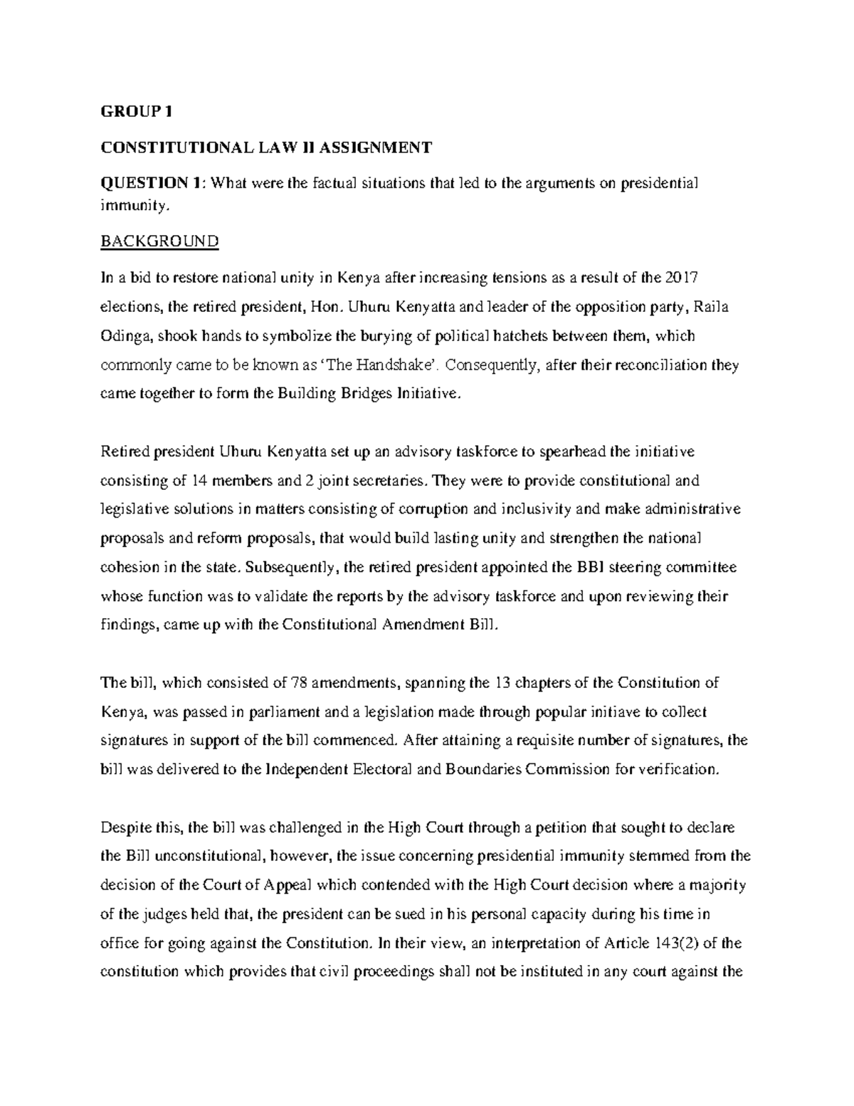 Group 1 CONS LAW Assignment - GROUP 1 CONSTITUTIONAL LAW II ASSIGNMENT ...