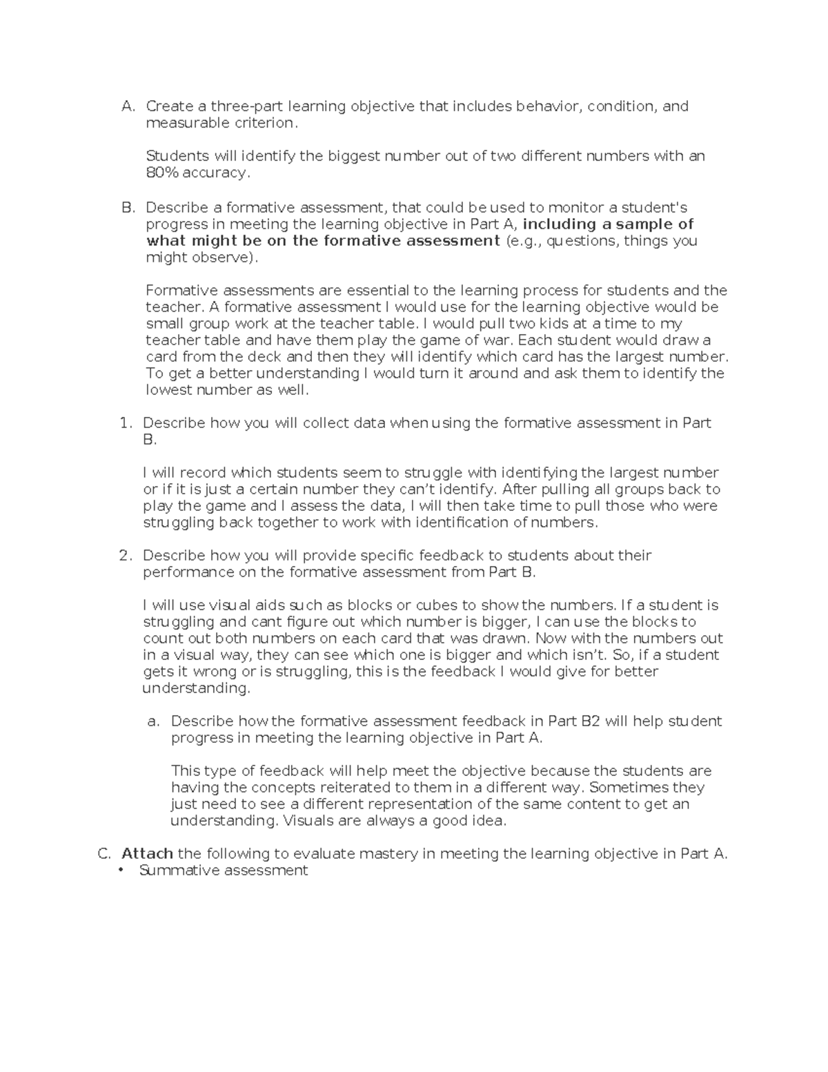 Assessing Impact on Student Learning Task 1 - A. Create a three-part ... Assessing Impact on Student Learning Task 1 - A. Create a three-part ...